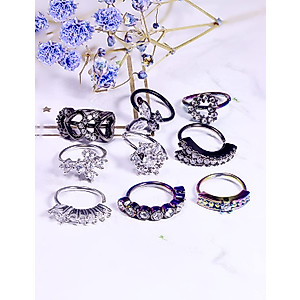 Vsnnsns 20G Nose Rings Hoop Mix Color Nose Piercing Jewelry Stainless Surgical Steel Daith Rook Cartilage Helix Earrings Hoop Ear Nose Septum Rings Body Piercing Jewelry for Women Men 8mm