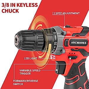 Cordless Power Drill Set, 16.8V Electric Drill Driver Kit, Cordless Power with Battery and Charger,3/8" Keyless Chuck, 2 Variable Speed, 2-Variable Speed Power Drill Kit for Father's Day