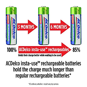 ACDelco 2-Hour Fast Battery Charger Includes AA Rechargeable Batteries and Car Adapter, 4 Count