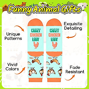Zmart Funny Chicken Gifts for Women - Crazy Chicken Lady, Novelty Chicken Lover Socks for Mom