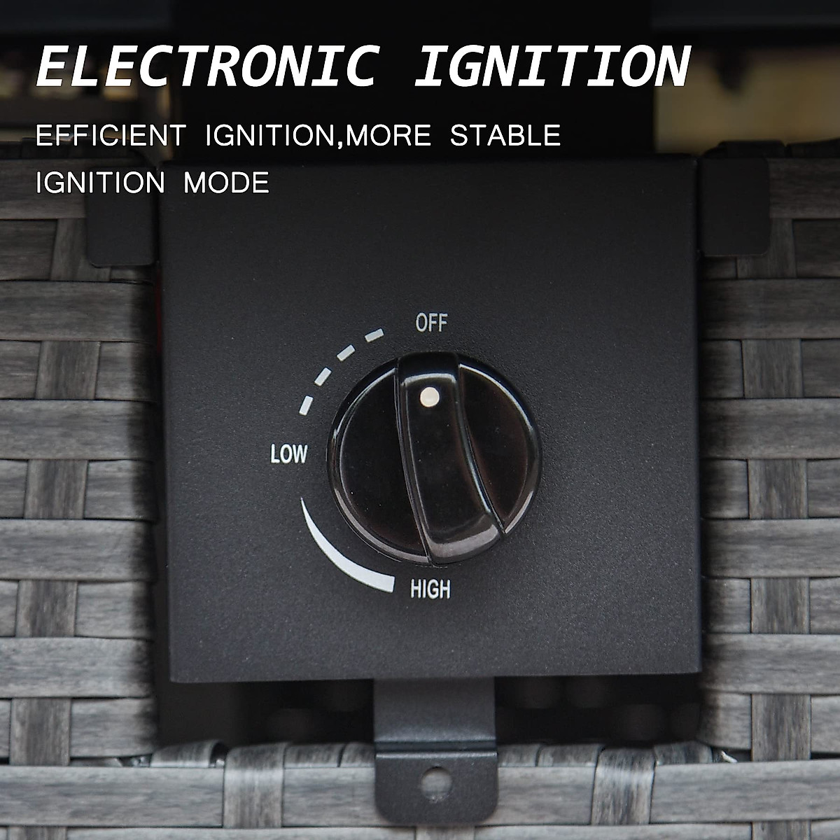 Domi 28 Inch Propane Fire Pits Table with Blue Glass Ball,50,000 BTU Outdoor Wicker Fire Table with ETL-Certified,2-in-1 Square Steel Gas Firepits