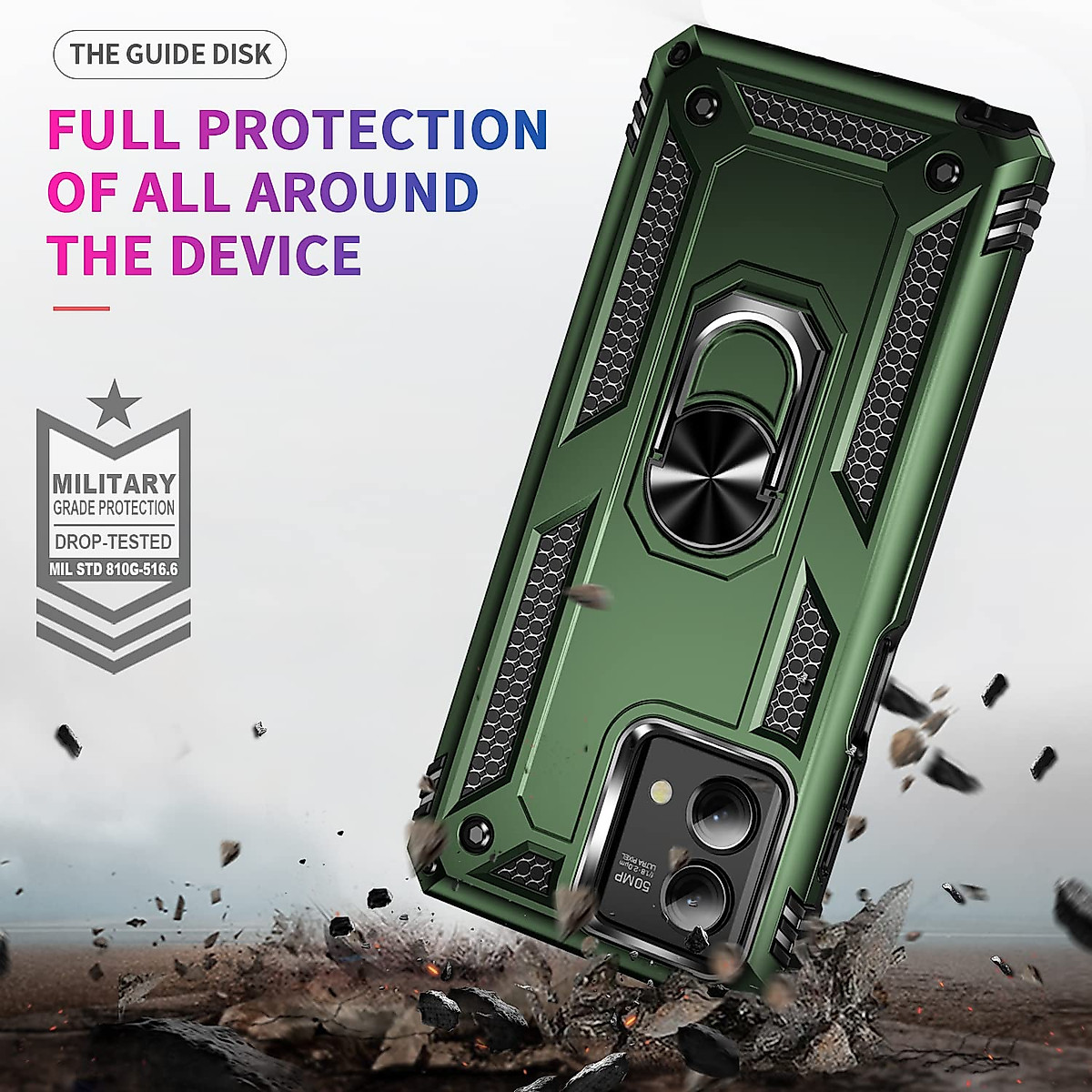 for Moto G Stylus 5G 2023 Case with [2 Packs] Tempered Glass Screen Protector, [Military-Grade] Rugged Full Body Shockproof Phone Cover with Kickstand for Motorola Moto G Stylus 5G 2023, Oliver Green