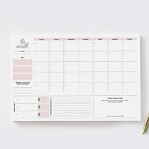 Bliss Collections Monthly Planner, Simple Pink Self-Care, Undated Desk Calendar and Planner for Organizing and Scheduling Tasks, Productivity Tracker, Goals, Notes and To-Do Lists, 12"x18" (18 Sheets)