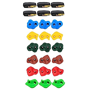 Altatac 18 Ninja Tree Climbing Holds, Rock Climbing Holds with 6 Black Ratchet Straps for Training for Kids