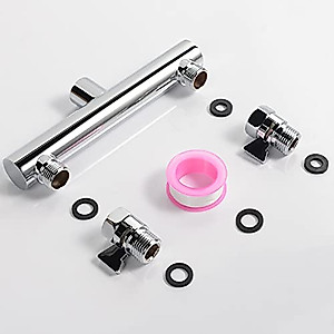 HAOXIN Double Outlet Shower Manifold with Shut Off Valve,Suitable for Dual Sprayer Showering System,Chrome,STC03