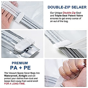 Vacuum Storage Bags Jumbo Cube 6 Pack, Space Saver Bags Extra Large Vacuum Seal Bags for Comforters Blankets Clothes (3 Jumbo 3 Medium), Closet Organizers and Storage Bags Vacuum Sealed