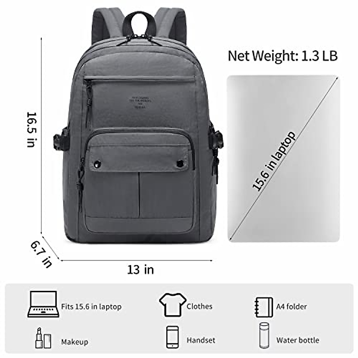 Vendra Moka Waterproof Laptop Backpack Purse for Women and Men, Hiking Travel Backpack