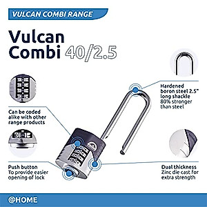 Squire 40/2.5 Vulcan Combi 40 2.5 Combination Padlock, 40mm, Blue