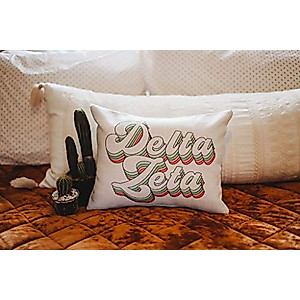 Sorority Shop Delta Zeta Pillow – Retro Design, 12" x 16" Lumbar Pillow Sorority