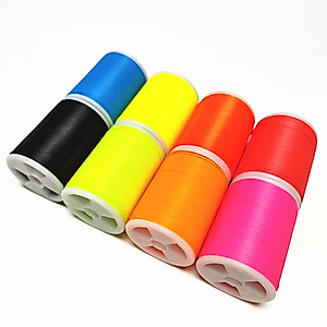 (8pcs*130yd) Kalavarma Rod Wrapping Thread Fluorescent 7 Color Every Spool 130yd 120m Complete Pack add Extra a Black Color Thread