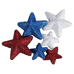 Red White and Blue Glitter Stars Fourth of July Confetti and Foam Scatter