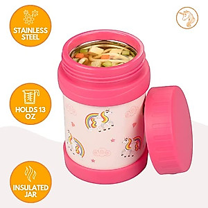 Bentology Kids Lunch Bag Set (Unicorn) w Reusable Hard Ice Pack and Double-Insulated Food Jar - Perfect Lunchbox Kits for Girls Back to School