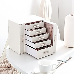 ANWBROAD Jewelry Boxes for Women White Jewelry Organizer Box Roomy for All Jewelry Jewelry Storage Case for Necklace Earring Bracelet Ring Leather Jewelry Storage Box Gifts for Women UJJB007W