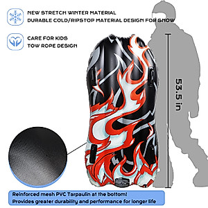 Snow Tube Sled with Towing Rope, 54" Heavy-duty Inflatable Snow Tube for Young and Adults, Hard Wearing and Freeze Proof Snow Tube for Family Outdoor Play Activities(Orange)