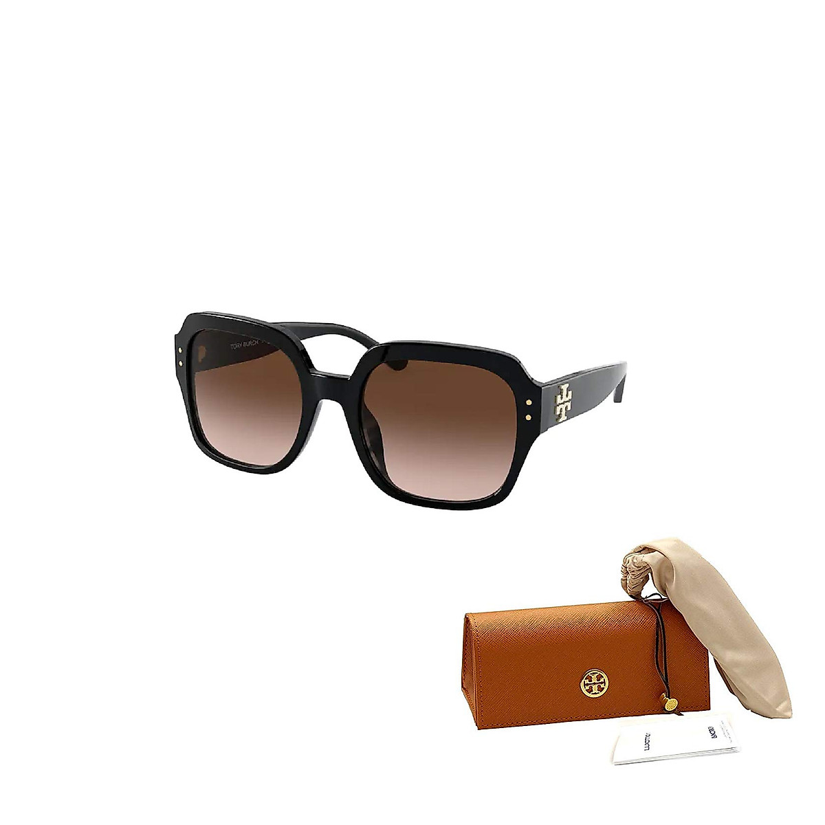 Tory Burch TY7143U 170913 56M Black/Dark Brown Gradient Square Sunglasses for Women + BUNDLE with Designer iWear Eyewear Kit