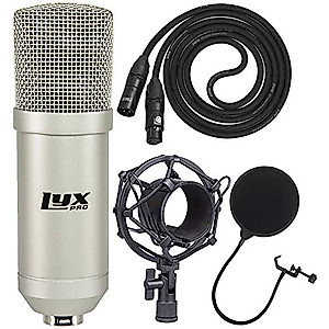 LyxPro Condenser Microphone for Studio, Vocals, Instruments, Podcasting and Professional Recordings with Shockmount, XLR Cable, Pop Filter