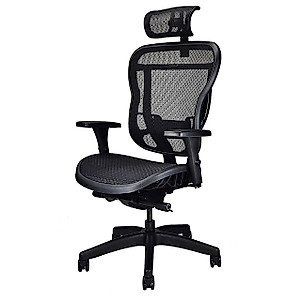 Oak Hollow Furniture Aloria Series Office Chair Ergonomic Executive Computer Chair Mesh Seat and Backrest, Adjustable and Comfortable, Lumbar Support Swivel and Tilt (Headrest, Black)