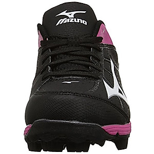 Mizuno 9 Spike ADV YTH FINCH FRHSE6 BP Youth Girls Molded Cleat (Little Kid/Big Kid), Black/Pink, 4.5 M US Big Kid