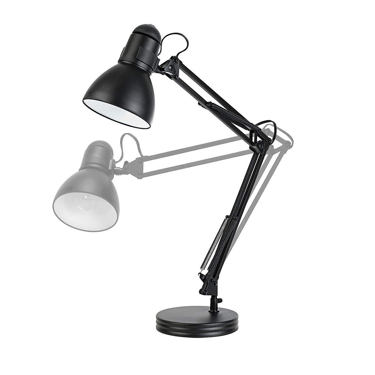 Globe Electric 5698601 28" Heavy Base Top Moving Spring Balanced Swing Arm Desk Lamp, Black, On/Off Rotary Switch on Shade, Home Office Accessories, Lamp for Bedroom, Home Décor, Home Improvement
