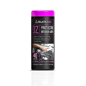 SUDS LAB DZ Protective Interior Wipes, Interior Shield Car Protectant Wipes, Clean and Protect Automotive Surfaces from UV Damage, Fading, and Dust Buildup, Natural Matte Polish, 40 count