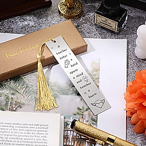 Teacher Bookmark 2022 Inspirational Graduation Gifts Bookmarks for Book Lovers Thank You Gifts Back to School Gift Book Lover Gifts Metal Bookmark for Women Graduation (A Teacher)