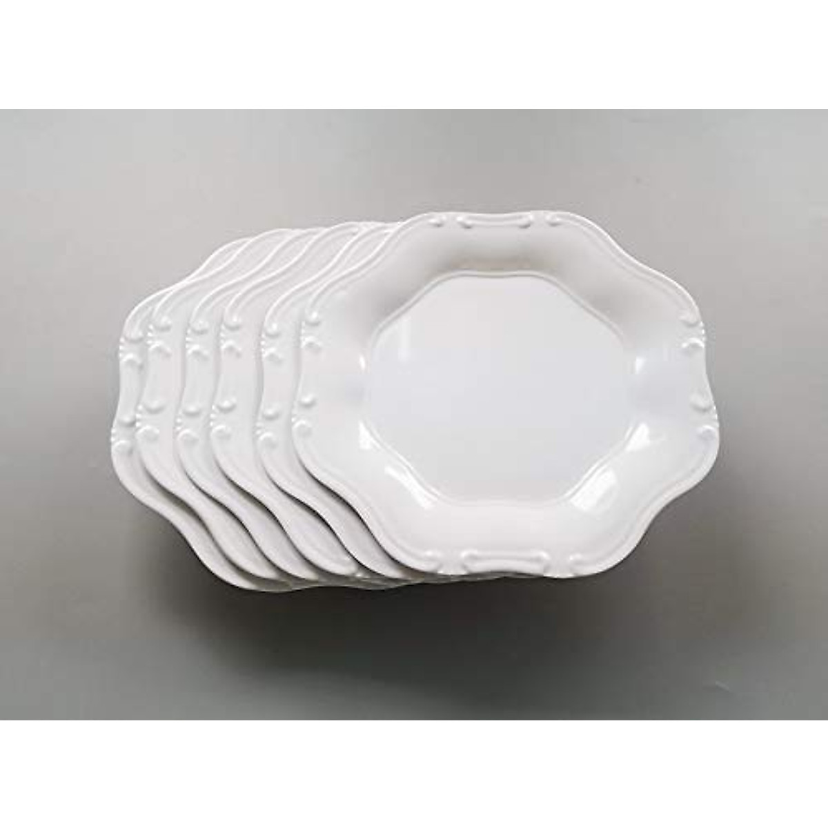 LOK-OSEMILE Melamine Dinner Plates Set for 6, 11 inch Dinner Dishes Set for Indoor and Outdoor Use, White