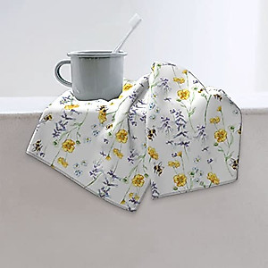 Hand Towel Spring Flower Bumble Bee for Bathroom Kitchen Microfiber Fingertip Bath Towels 12 x 27.5 Inch Soft Decorative Home Hotel Gym Laundry Room