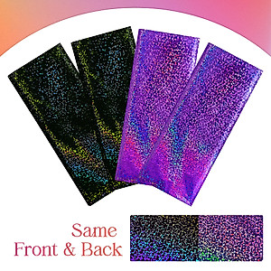 Just Shimmer 2 Pcs Black & Purple Holographic Laser Tablecloths Iridescence Shiny Table Covers 40" x 108" Halloween Decorations Space Plastic Table Cloths for Birthday Party Wedding Events Supplies