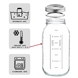 eleganttime 64 oz Mason Jar Wide Mouth 3 Pack,Large Half Gallon Mason Jar with Airtight Lid,Big 1/2 Gallon Big Mason Jars for Canning,Pickling, Fermentation and Preservation