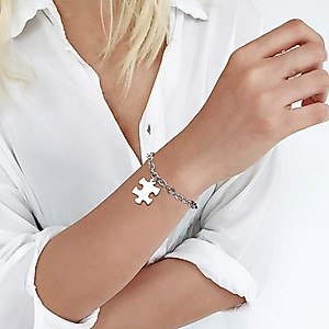 VNOX Personalized Customized Puzzle Piece Bracelet Set of 4 Link Bracelet for Best friend BFF Family Love/Friendship Jewelry Gift Sets