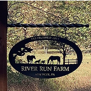 AFdecor Metal Wall Personalized Farmer Horse Dog and Cat Metal Sign Farmhouse Wall Art Gift for Dad Art Home Wall Decor Hanging for Outdoor Home Décor Afcultures Metal Wall Art, 24 x 24 in