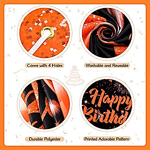 Orange Birthday Banner Decorations Large Orange Black Happy Birthday Banner Backdrop Orange Birthday Sign Photo Booth Background for Women Men Birthday Party Supplies 71x43Inch