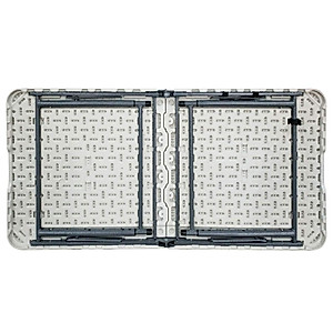 Plastic Development Group 4 Foot Long Bi Foldable Utility Garage Sale Event or Dining Banquet Multipurpose Folding Table with Carrying Handle, White