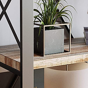 IRONCK Industrial Bookshelf Double Wide 6-Tier, Open Large Bookcase, Wood and Metal Bookshelves for Home Office, Easy Assembly