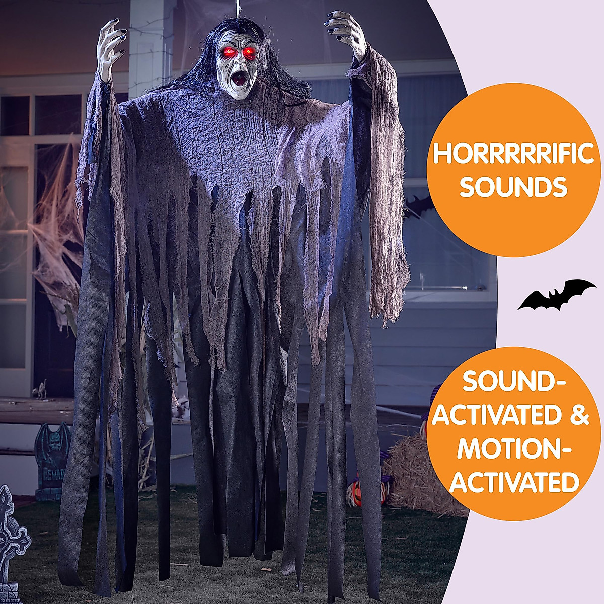 JOYIN Halloween Hanging Zombie Groundbreaker in Green Crawling Creepy Halloween Animatronic Decorations for Halloween Party Prop,Outdoor Lawn Patio Yard Decor Outdoor and Scary Lawn Graveyard Decor