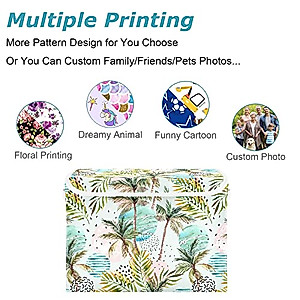 CaTaKu Geometric Palm Tree Storage Bins with Lids Fabric Large Storage Container Cube Basket with Handle Decorative Storage Boxes for Organizing Clothes Shelves