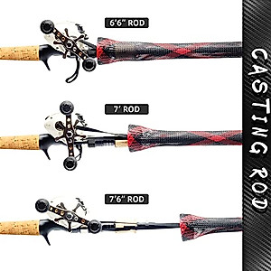 SF Fishing Casting Rod Socks Braided Mesh Rod Sleeve Cover Protector Pole Gloves Six Colors 6PCS Fit Casting Rod 6-1/2FT to 7-1/2FT