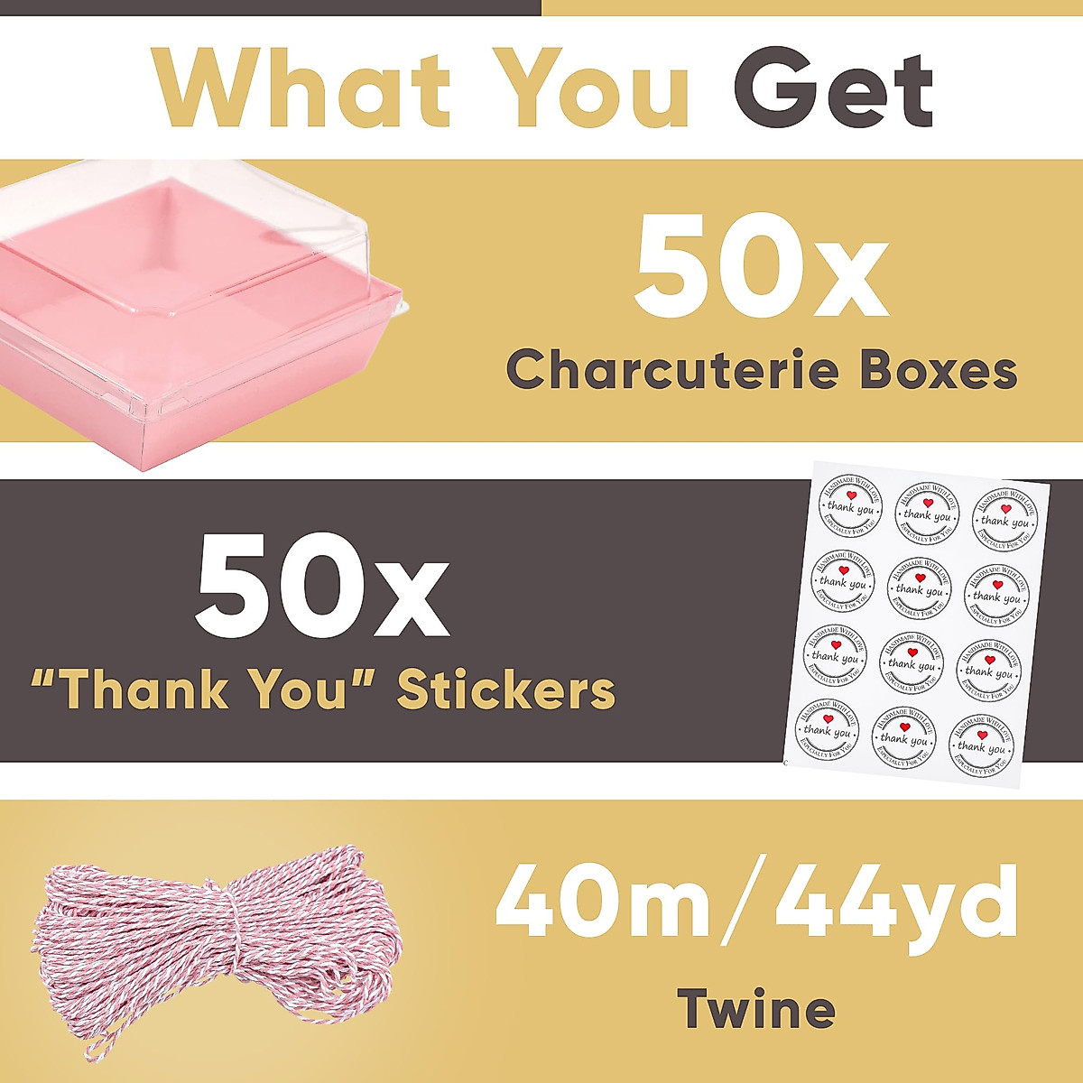 Leafiew 50 Pack Bakery Boxes - Small Dessert Boxes To Go - 5 Inch Paper Mini Cake Boxes, Clear Treat Boxes, Disposable Cookie Cake Slice Containers for Charcuterie, Strawberries, Baked Goods (Pink)