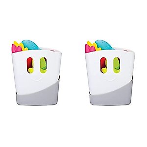 Ubbi Freestanding Bath Toy Organizer Bath Caddy with Removable Drying Rack Bin and Scoop for Toddlers and Baby, Gray (Pack of 2)
