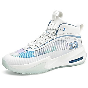 ASHION Boys Girls Shoes Sneakers Kids Shoes Boy's Basketball Shoes for Kids Basketball Shoes Tennis Shoes Non-Slip Sneakers(5,A-Blue)