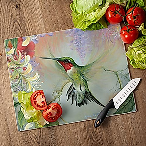 Ruby Hummingbird Natures Gift of Feathers Tempered Glass Large Cutting Board by Highland Graphics