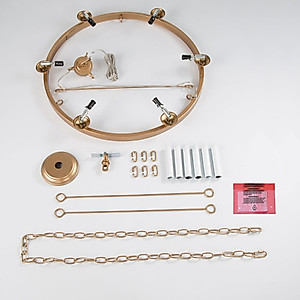 Uolfin Wagon Wheel Chandelier Gold, Modern Large 26.5” Dining Room Chandelier Light Fixture with 6 White Candlesticks for Kitchen, Living Room and Bedroom