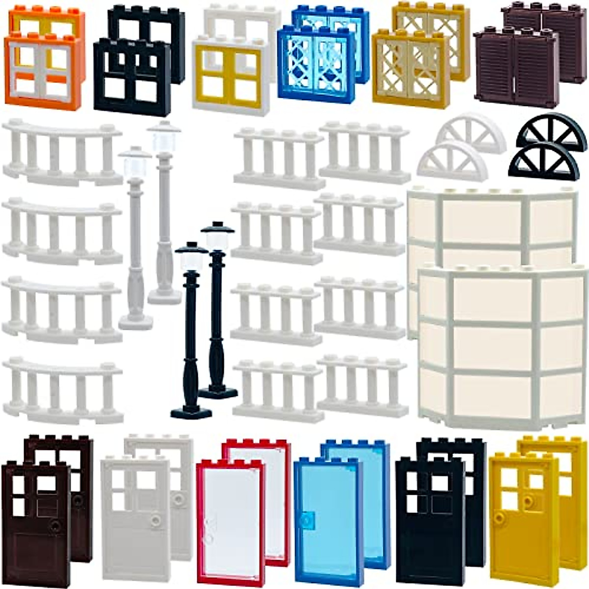 SAIBURAZ 90 Piece Windows,Doors, Fences Building Block Parts Toy Gift for Kids Boys Girls Age 6+ Kit Fit with Major Brands Children Gifts