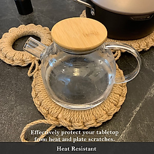 LIFEBAR Jute Trivets Woven Trivets Donut Hot Pads Trivet for Kitchen Wood Trivet Mat for Hot Pots, Pans, Dishes,Teapot and Tabletop