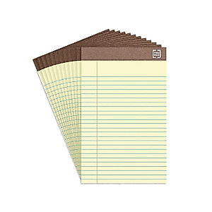 STAPLES 815590 100% Recycled Narrow Ruled Perforated Notepads Canary 5-Inch X 8-Inch 12/Pk