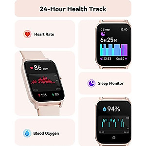 Smart Watch for Women,1.8"Fitness Watch(Answer/Make Call),Alexa Built-in, [24H Heart Rate Sleep Blood Oxygen Monitor],5ATM Waterproof,100+Sports Modes Step Calorie Women Watches for iOS&Android Phones