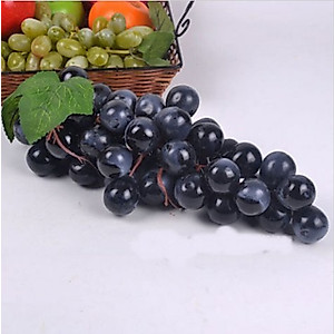URTop 4 Bunchs of Artificial Black,Red, Green and Purple Large 85pcs Grapes Plastic Fake Decorative Fruit Food Lifelike Home Wedding Party Garden Decor Mini Simulation Fruit Photography Props