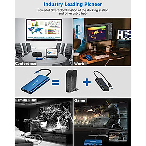 Hiearcool Docking Station, USB C Laptop Docking Station Dual Monitor, 11 in 1 USB C to Dual HDMI Multi-Port Adapter Multi Monitor Docking Station for Dell HP Lenovo Laptops