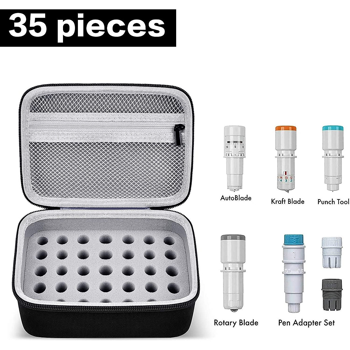 Case Compatible with Silhouette for Cameo 4 3 2 1 Blade Tools and Auto Blades, 35+pcs Tool Organizer Holder for Rotary Blade Kraft Blade AutoBlade Pen Holder Punch Blade Tool Adapter Set (Box Only)