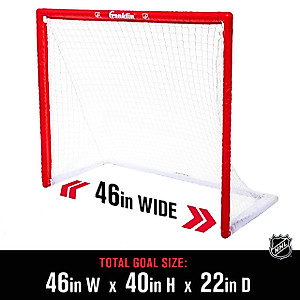 Franklin Sports NHL Youth Street Hockey Set - (2) Kids Junior Hockey Sticks, PVC Goal + Roller Hockey Ball Included - Indoor + Outdoor Net - 46", Red